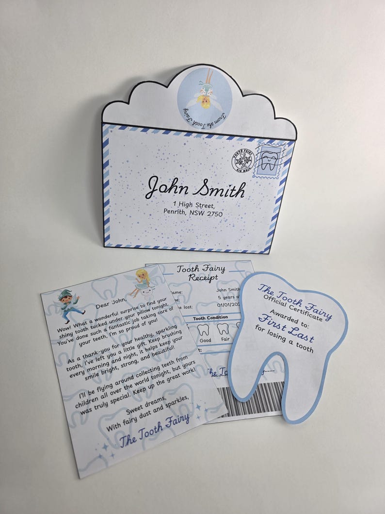 Editable Tooth Fairy Letter | Blue | Instant Download | Tooth Fairy ...