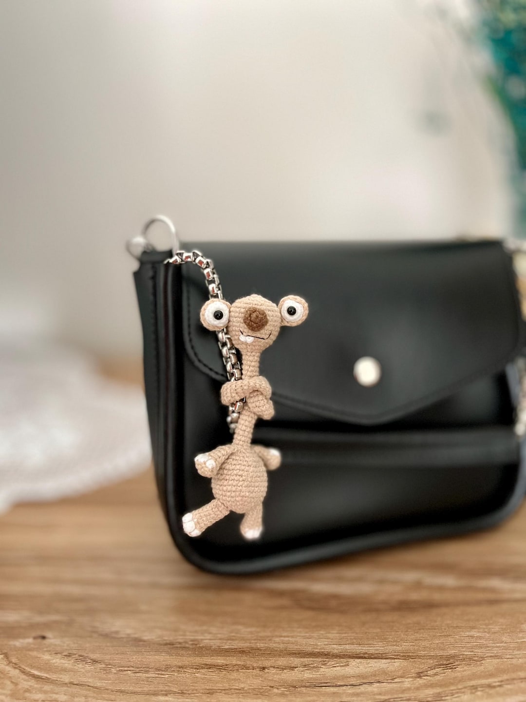 Crochet Sloth Amigurumi, Handmade Cartoon Doll, Bag Charm, Miniature ...