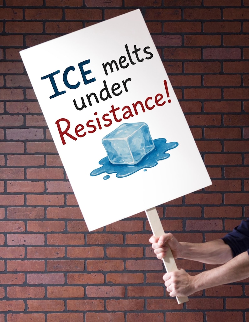 Anti-ice Protest Sign: Melting Ice Cube Digital Art (instant Download ...