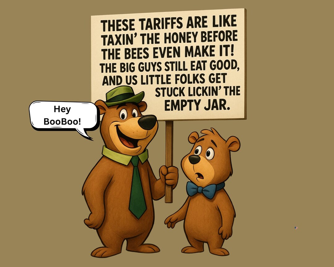 Tariff Trouble: Cartoon Bears Protest Art - Etsy