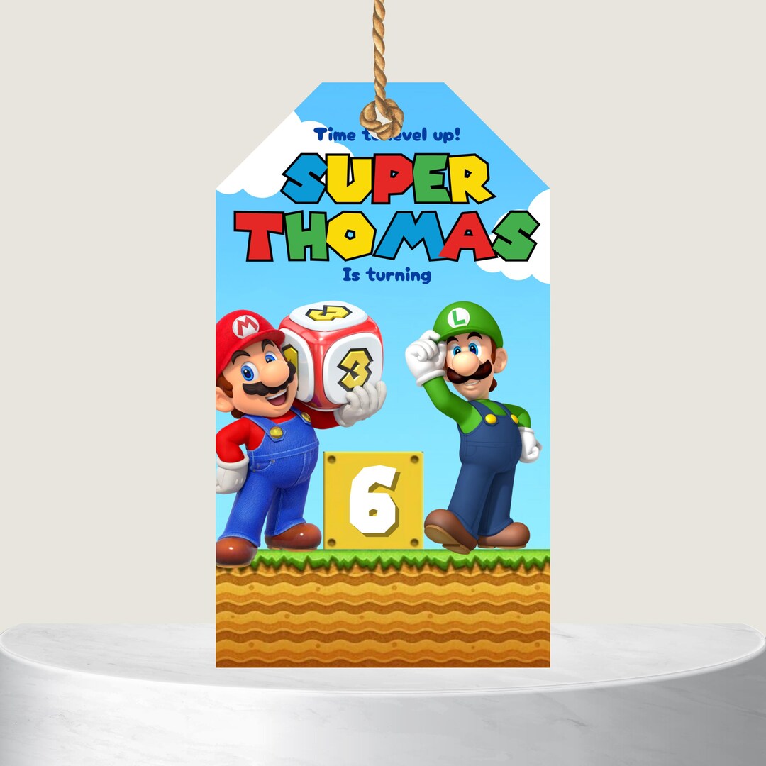 Personalized SUPER MARIO Gift Tag Super Mario and Luigi Thank You Tag ...