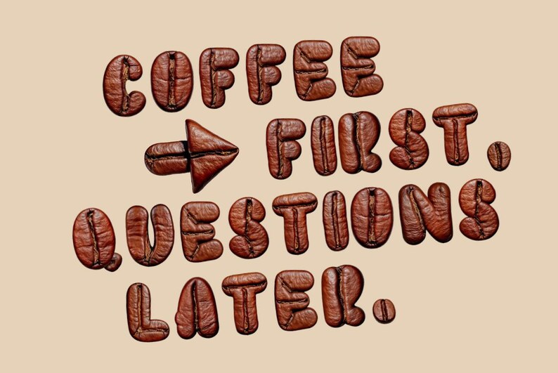 Coffee Beans Alphabet. PNG Set. Letters, Numbers, and Basic Punctuation ...