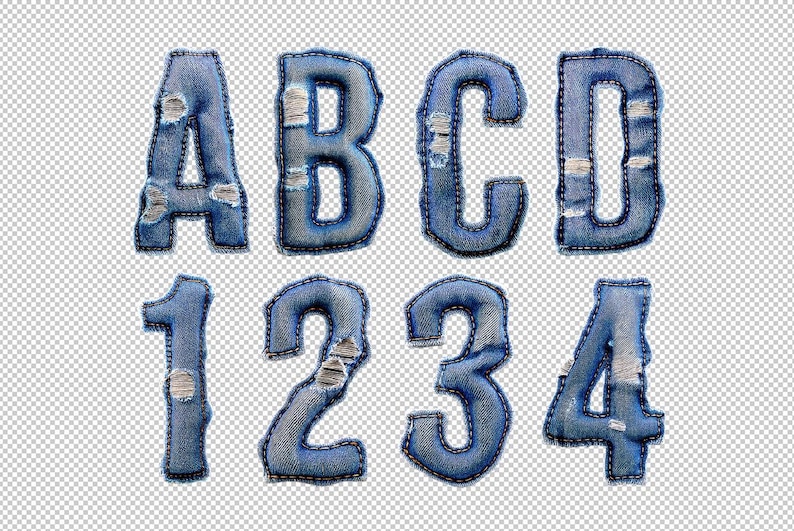 Denim Jeans Alphabet. Letters, Numbers, and Basic Punctuation Marks ...
