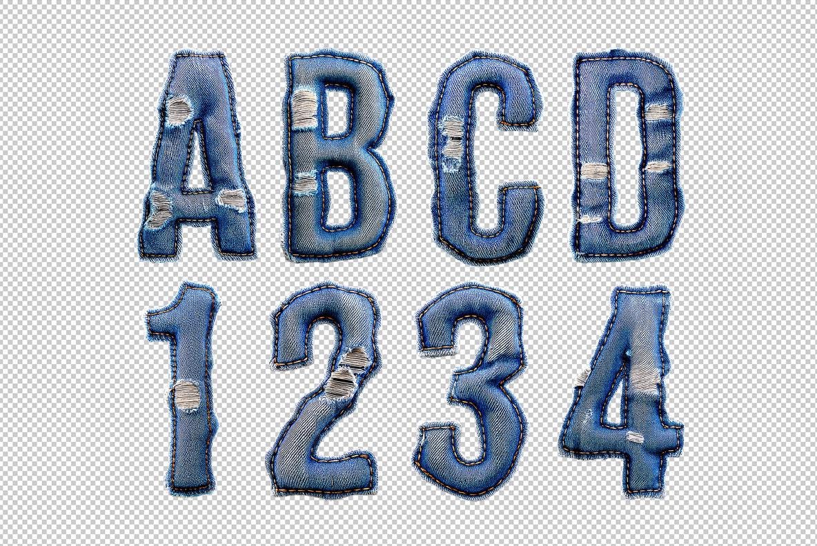 Denim Jeans Alphabet. Letters, Numbers, and Basic Punctuation Marks ...