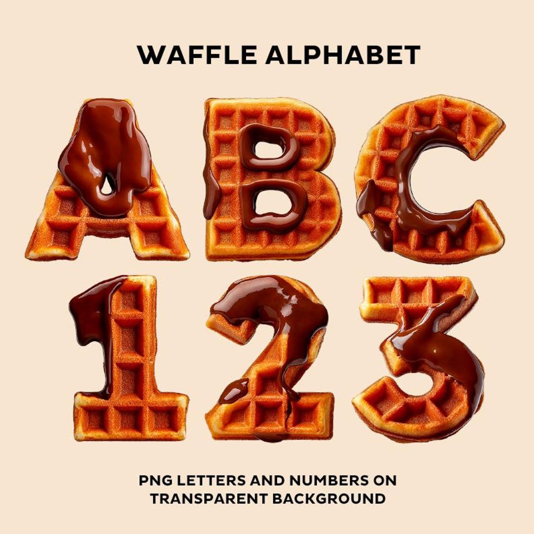 Waffle Font: PNG Alphabet, Numbers, Punctuation (digital Download) - Etsy