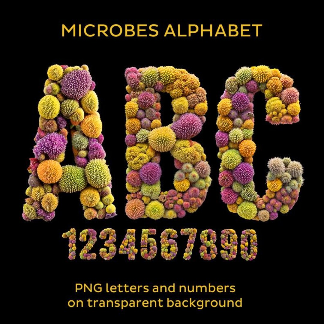 Microbes Alphabet PNG: Transparent Letters, Numbers (digital Download ...