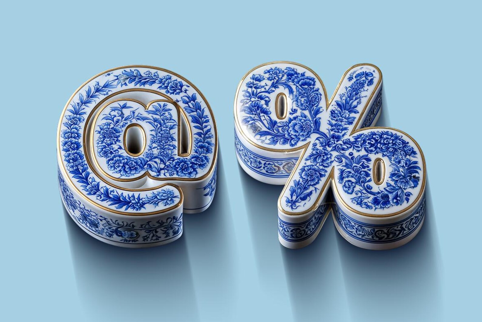 Blue Floral Porcelain Alphabet: PNG Letters & Numbers (digital Download ...