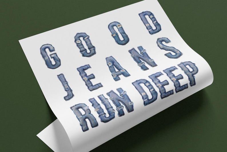 Denim Jeans Alphabet. Letters, Numbers, and Basic Punctuation Marks ...