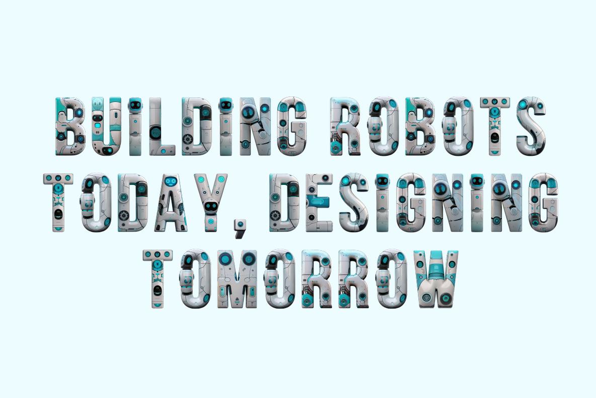 Robot Alphabet. Letters, Numbers and Punctuation Marks. PNG Set. Cute ...