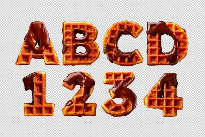 Waffle Font: PNG Alphabet, Numbers, Punctuation (digital Download) - Etsy