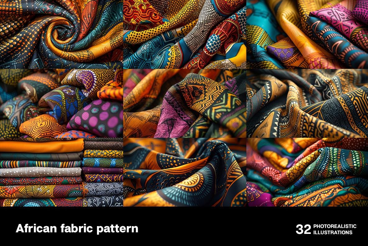 African Fabric Patterns: 32 Multicolored Stock Images (digital Download ...