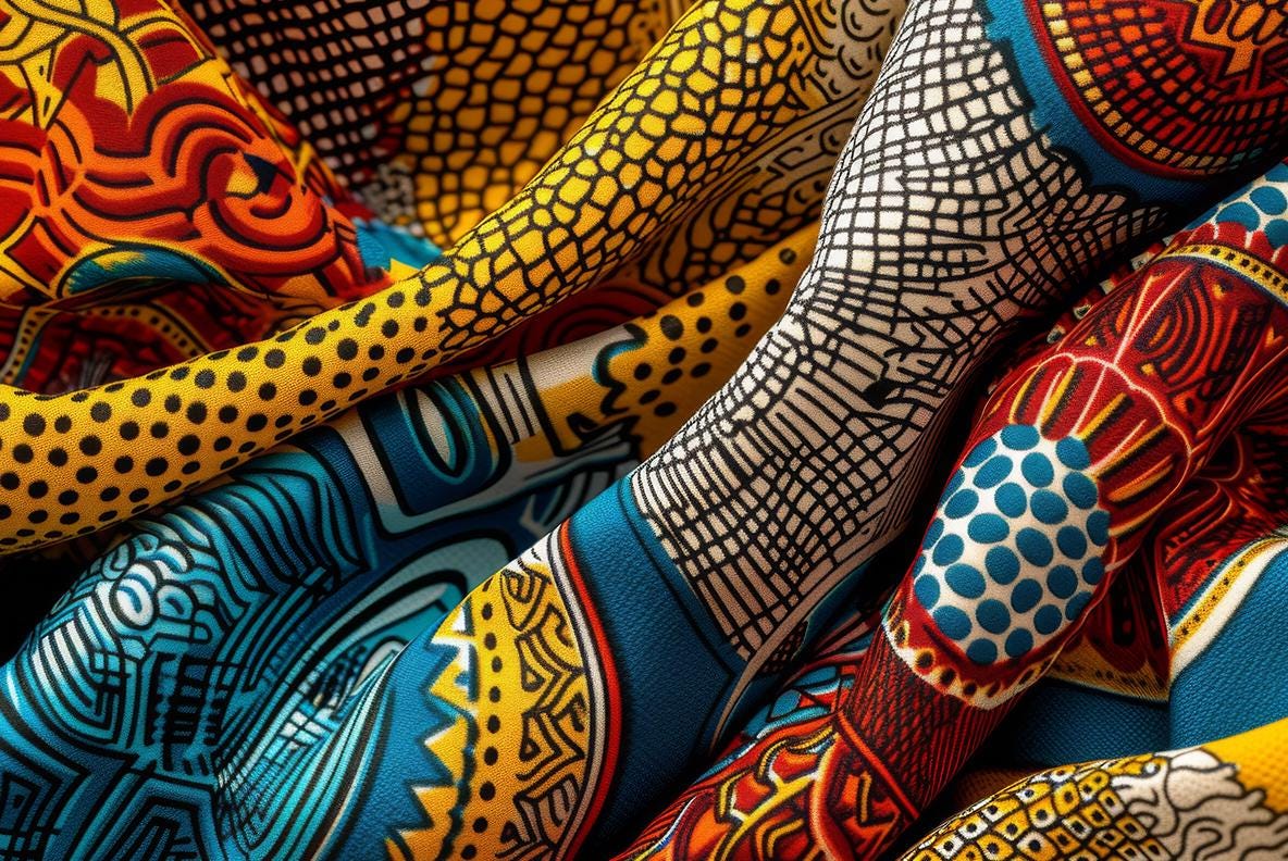 African Fabric Patterns: 32 Multicolored Stock Images (digital Download ...