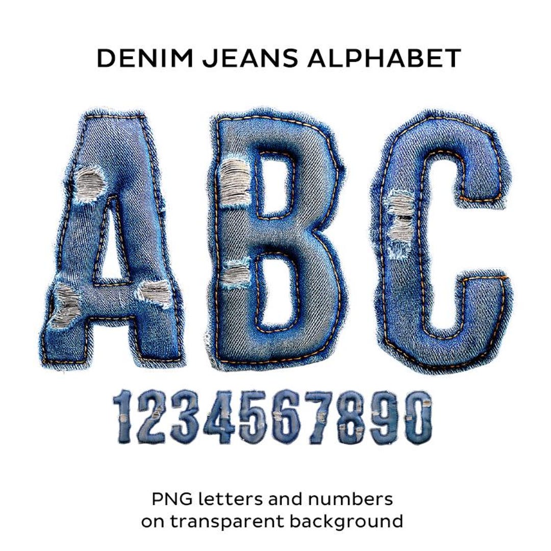 Denim Jeans Alphabet. Letters, Numbers, and Basic Punctuation Marks ...