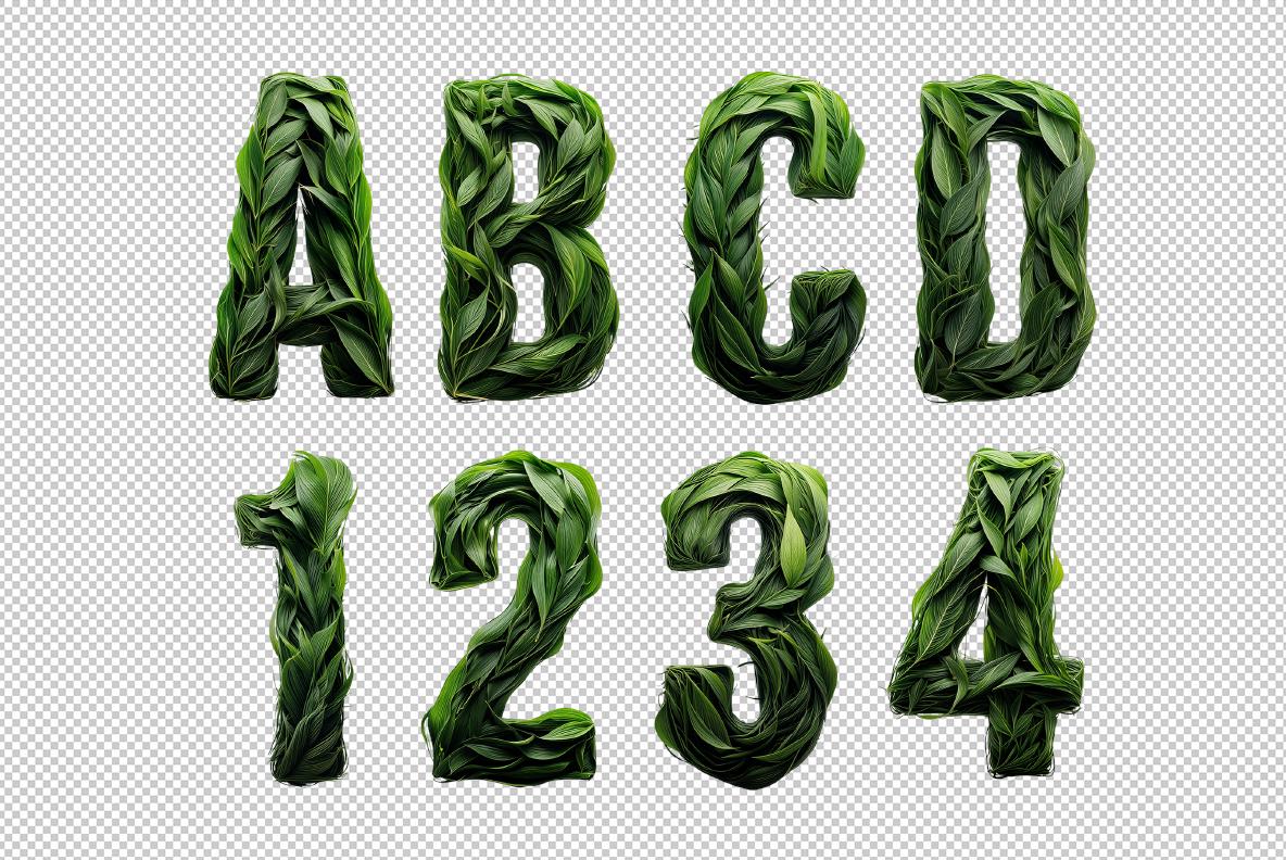 Green Leaves Alphabet PNG: Nature-inspired Letters, Numbers (digital ...