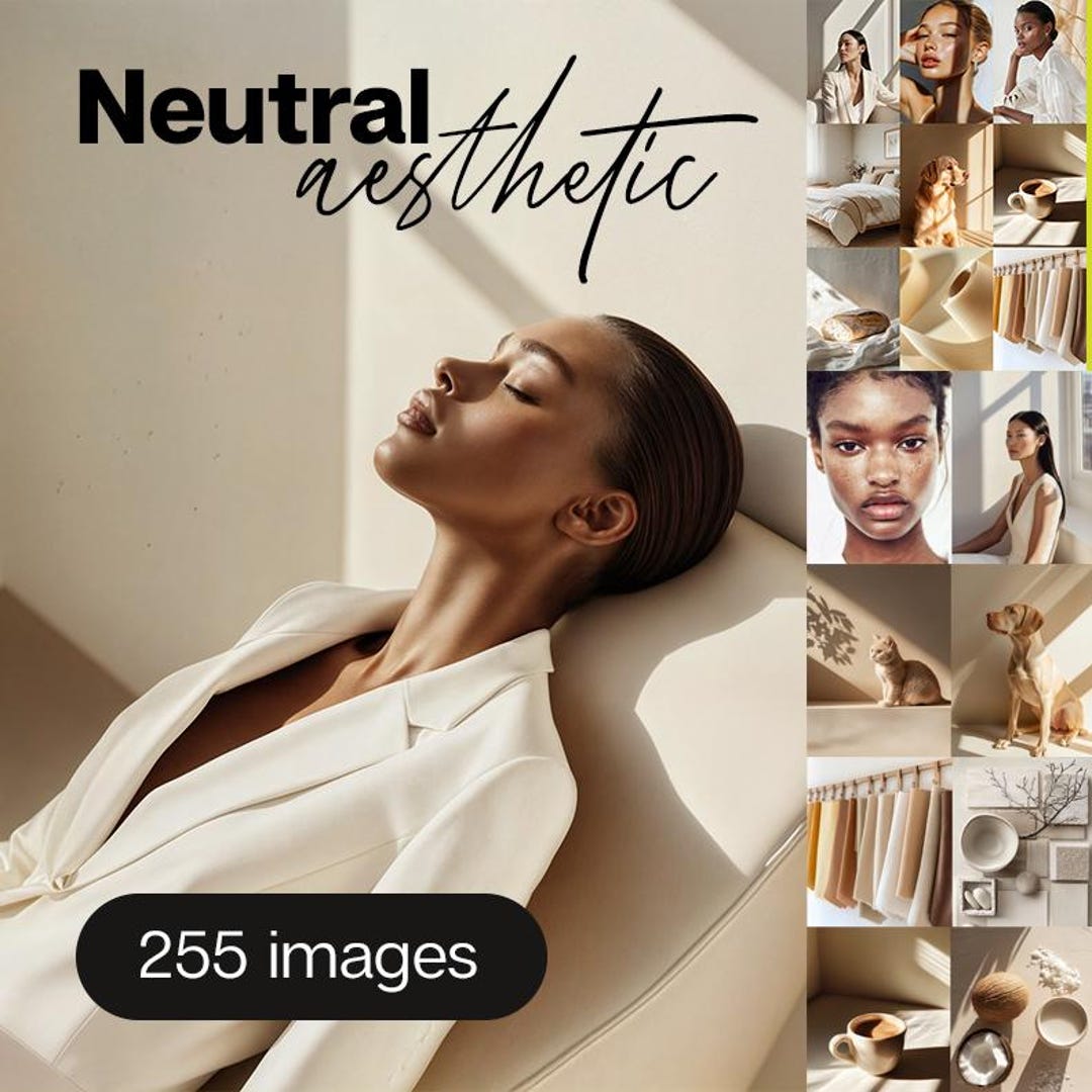 255 Neutral Aesthetic Images. Digital Stock Images Bundle. Neutral ...