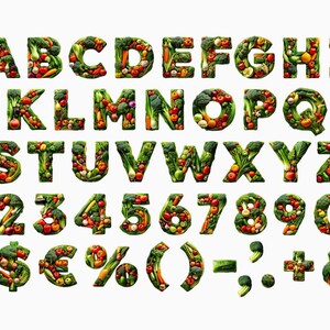 Vegetable Alphabet PNG: Transparent Letters, Numbers (digital Download ...