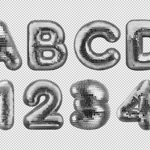 Disco Ball Alphabet. Letters, Numbers, and Basic Punctuation Marks. PNG ...