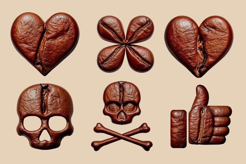 Coffee Beans Alphabet. PNG Set. Letters, Numbers, and Basic Punctuation ...