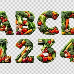 Vegetable Alphabet PNG: Transparent Letters, Numbers (digital Download ...