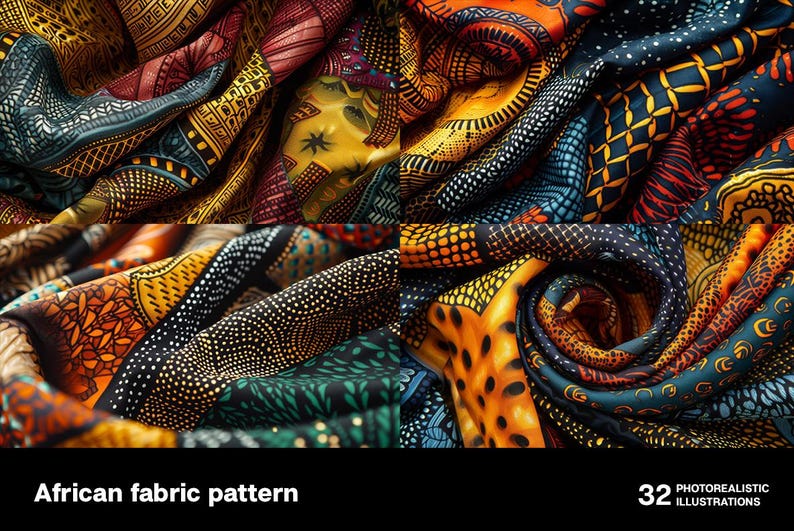 African Fabric Patterns: 32 Multicolored Stock Images (digital Download) - Etsy