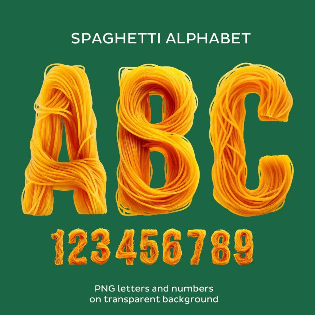 Spaghetti Alphabet. Pasta Letters, Numbers, and Basic Punctuation Marks ...