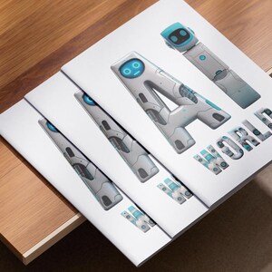 Robot Alphabet. Letters, Numbers and Punctuation Marks. PNG Set. Cute ...
