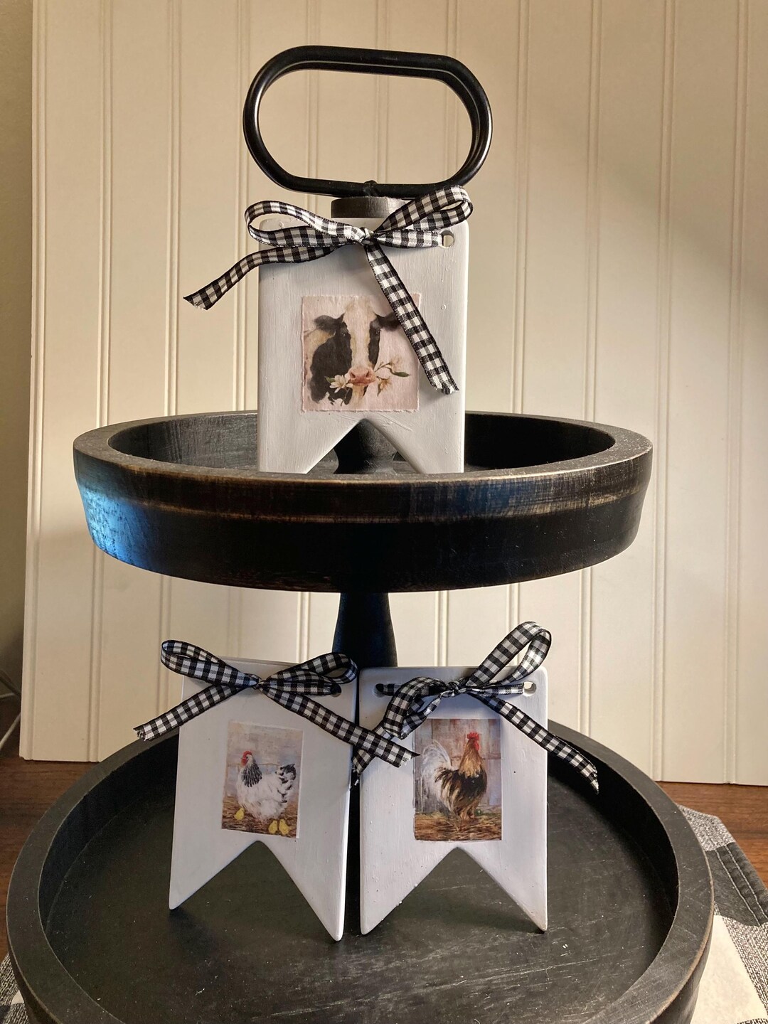 Tier Tray Leaning Banners Tier Tray Decor Farmhouse Decor Country Tier ...