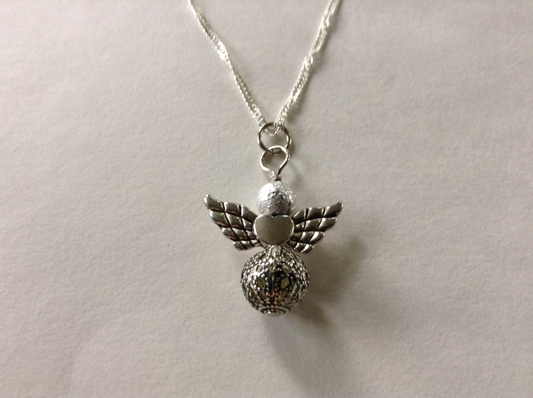Silver Guardian Angel Pendant Necklace,sterling Chain,guardian Angel ...