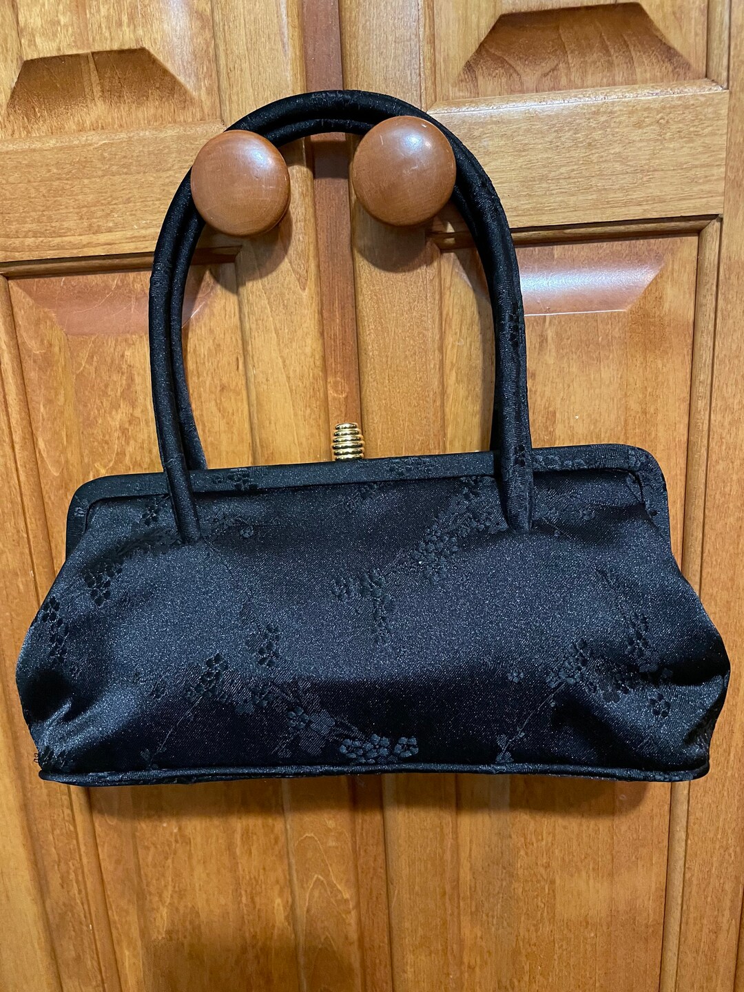 Vintage Black Floral Embroidered Print Pattern Clutch, Black Bag ...