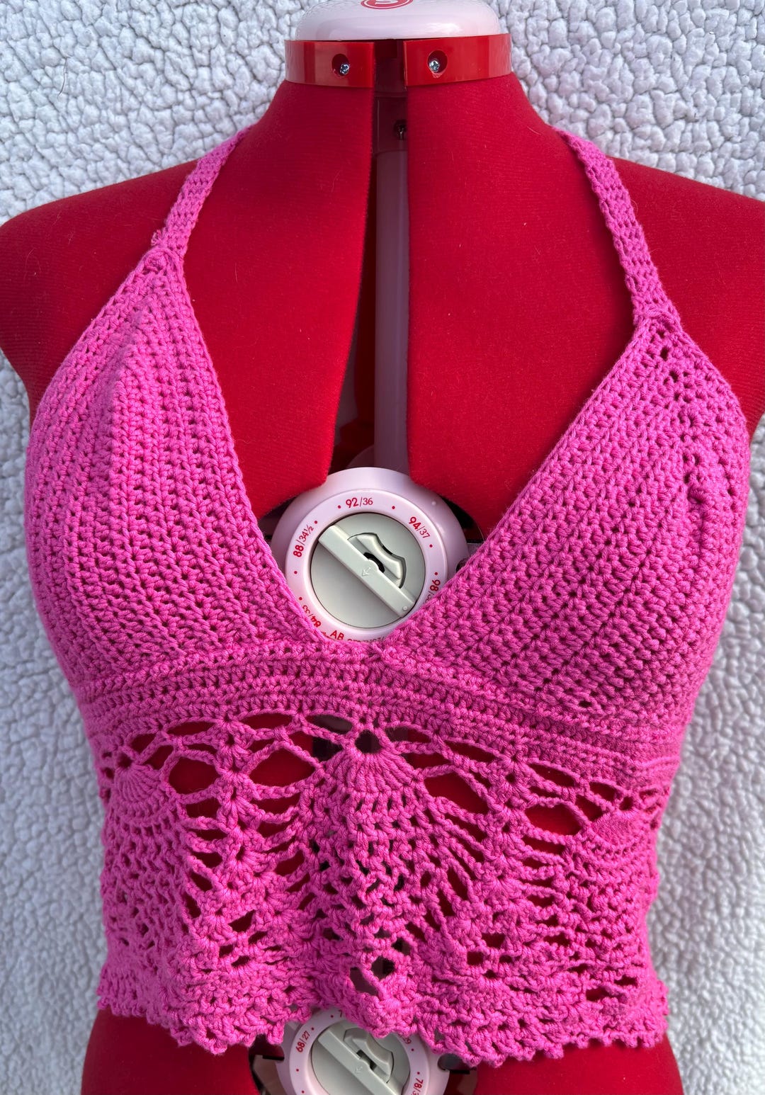Bright Pink Pineapple Crochet Bralette | S/XS Handmade Cotton Festival ...