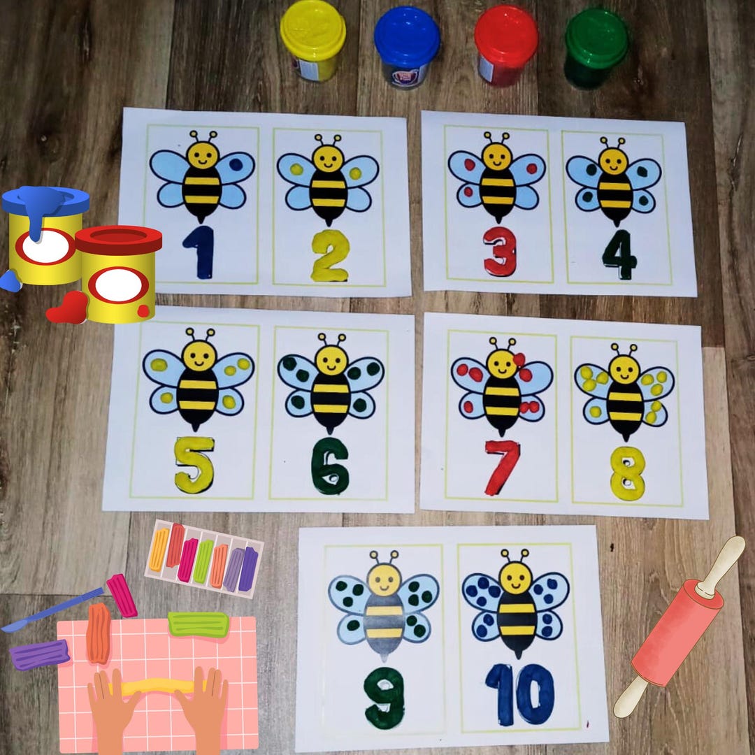 Printable Number Playdough Mats Learn to Count Activity Montessori Math ...