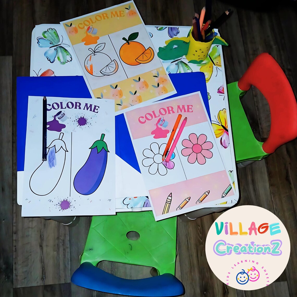 10 Printable Kids Coloring Pages | Learn Colors | Fruits, Animals ...