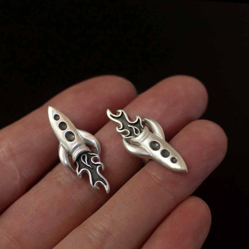 Retro Rockets Cufflinks - Sterling Silver - Sci-fi - Geekery ...