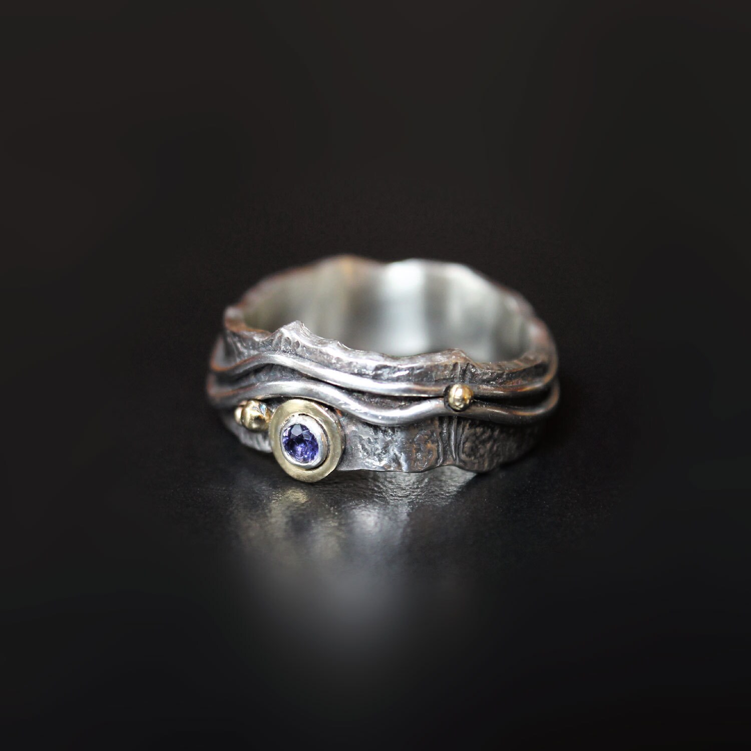 Water Sapphire Mountain River Ring Silver 18ct Gold Made | Etsy