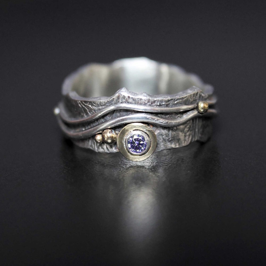 Mountain River Ring - Silver + 18ct Gold - Made to Order With Any ...