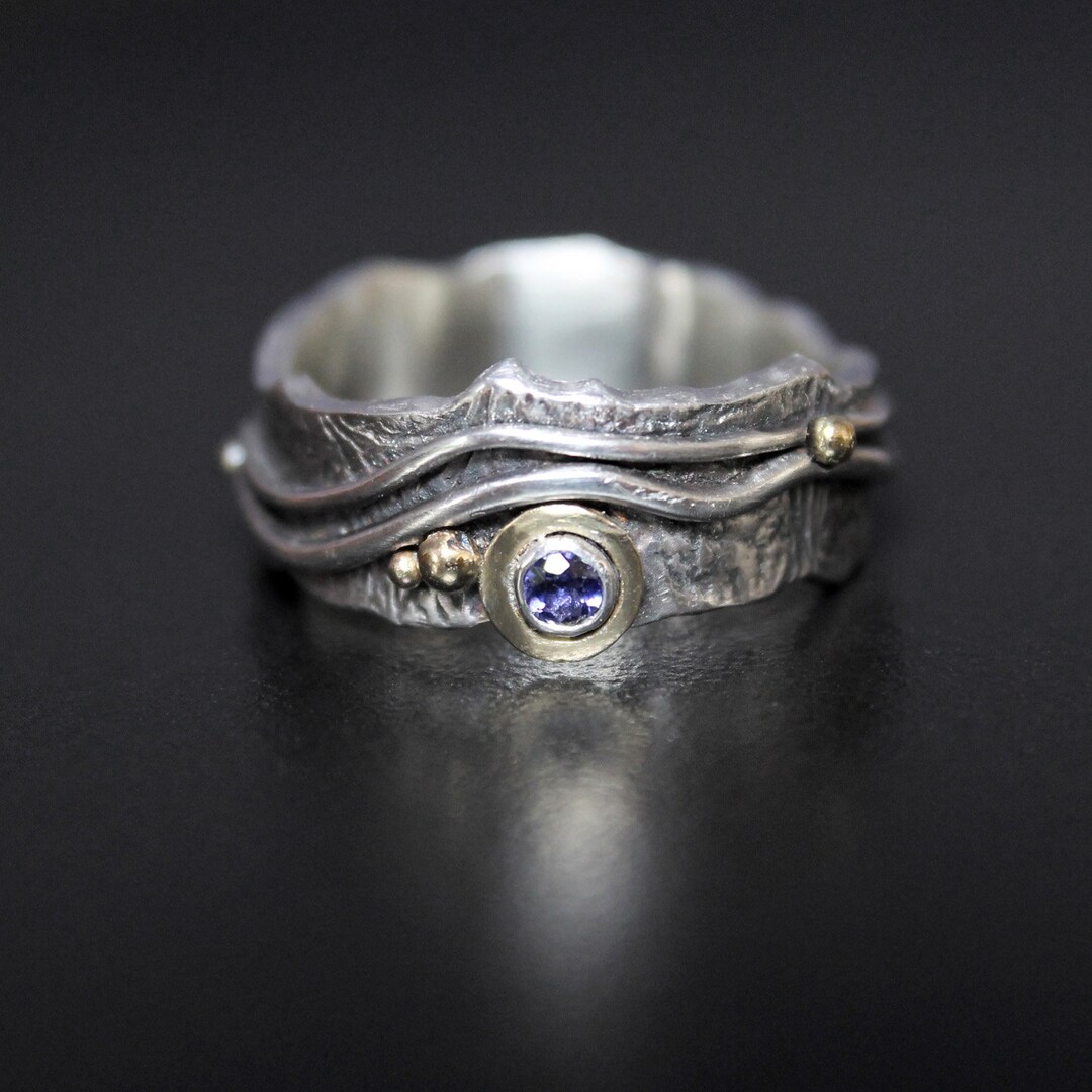 Water Sapphire Mountain River Ring Silver 18ct Gold Made - Etsy
