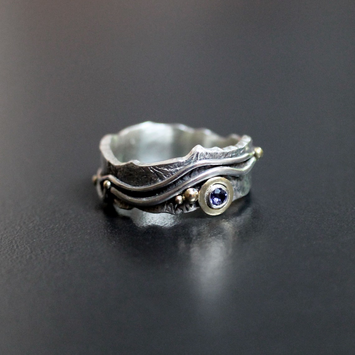Water Sapphire Mountain River Ring Silver 18ct Gold Made - Etsy