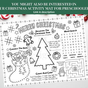 Christmas Activity Placemat Printable for Kids | Holiday Table Games - Etsy