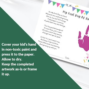 First Day of School Hand Craft, Back to School Printable Kids Keepsake ...