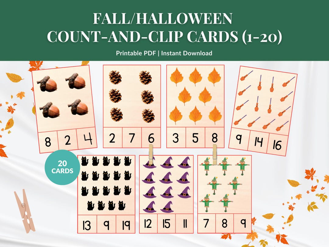 Halloween Counting Cards, Fun Printable Math Activity for Preschool ...
