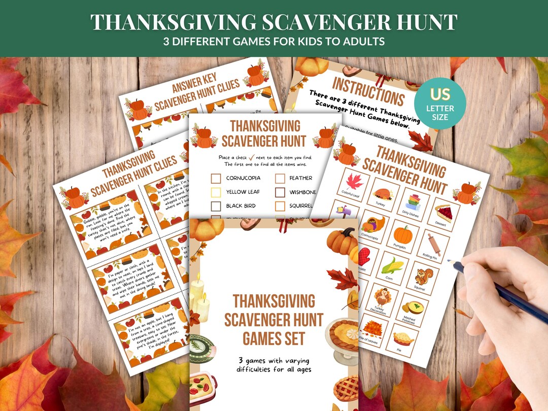 Thanksgiving Scavenger Hunt Game Bundle: Printable Thanksgiving Party ...