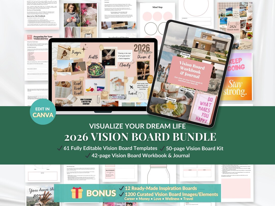 2026 All-in-one Vision Board Bundle: Goal Setting & Dream Life Planning ...