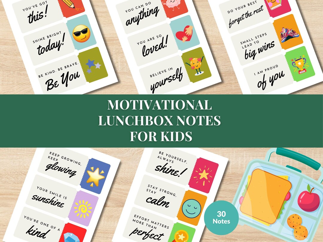 Kids Lunchbox Notes Printable - Back to School Encouragement Cards ...