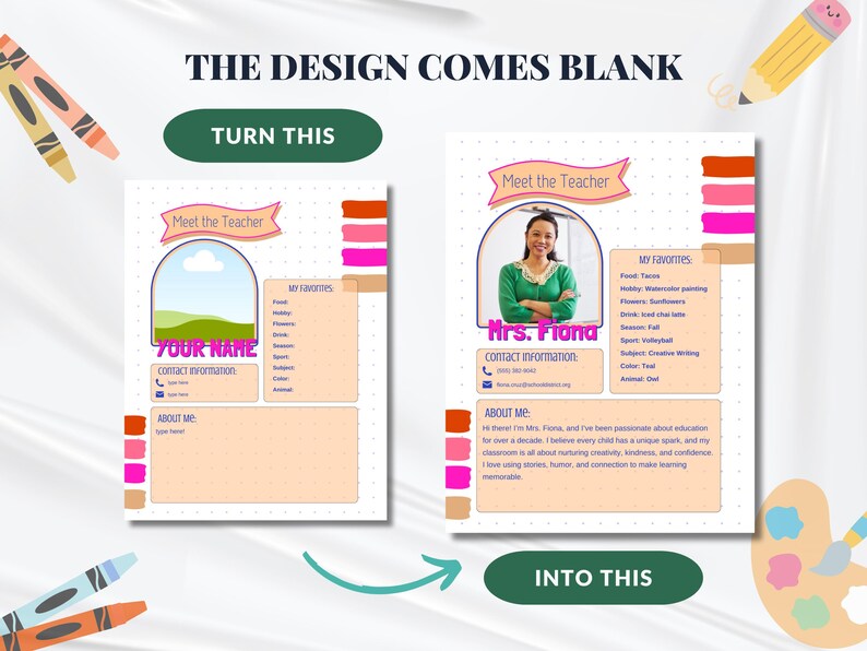 Meet the Teacher Editable Canva Template Bundle: Back-to-school Teacher ...