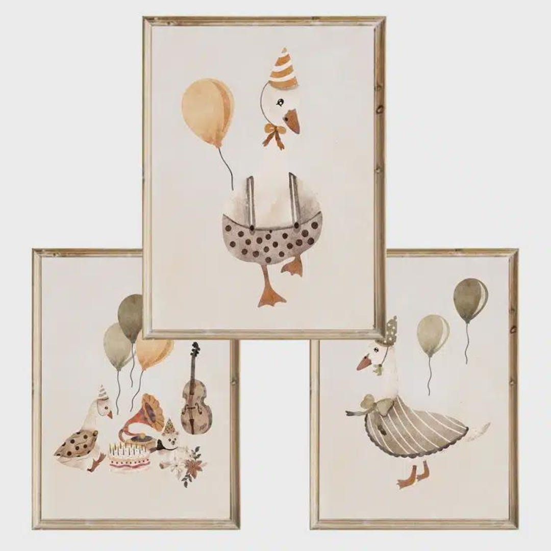 Set of Three Children’s Posters Goose Party - Etsy