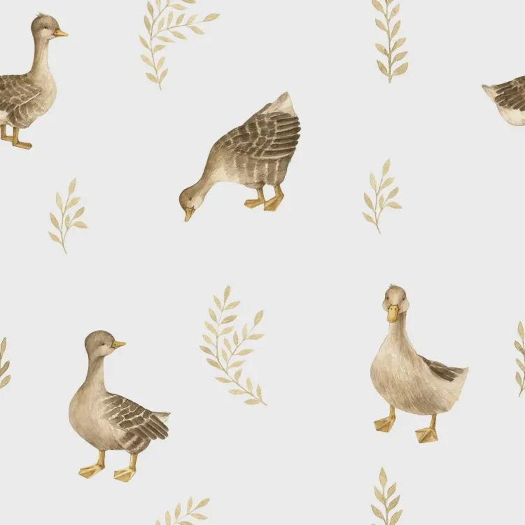 Wallpaper Kids Country Ducks on White - Etsy