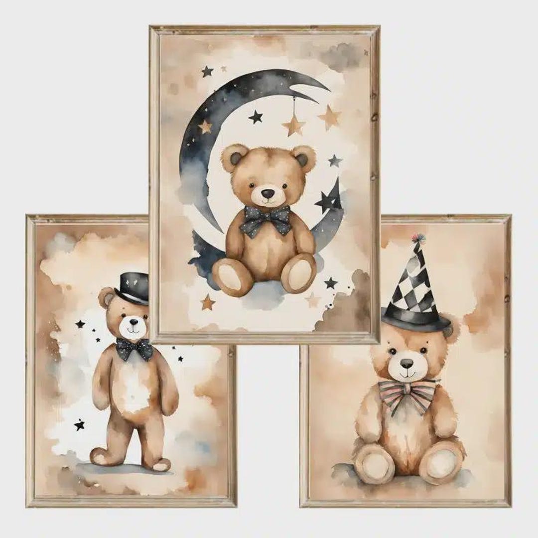 Set of Three Children’s Posters Brown Teddy Bears - Etsy