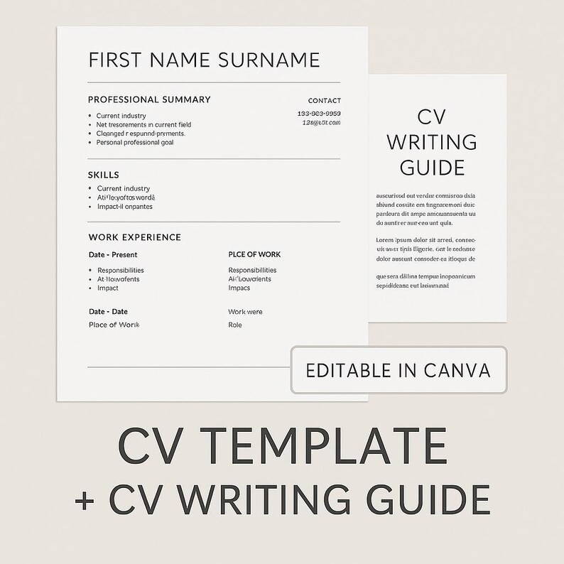 Menu CV - Modern Template + CV Writing Guide | Simple Resume Layout ...
