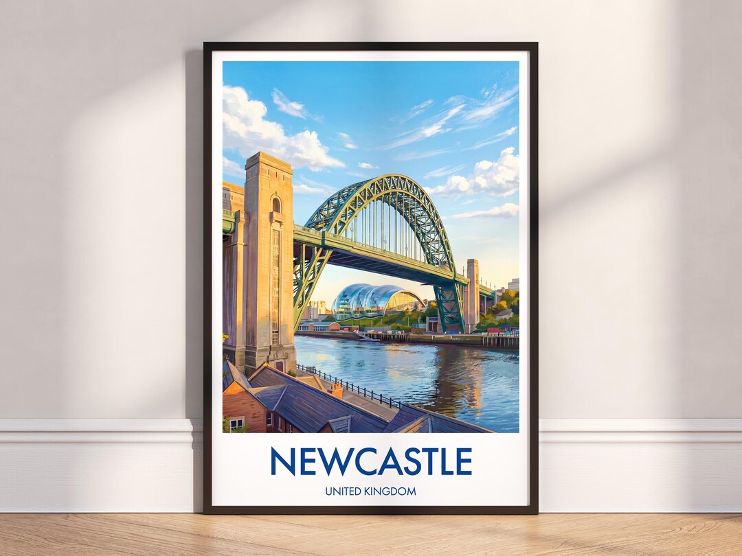 River Tyne Bridge Print: Newcastle, UK Travel Poster - Etsy