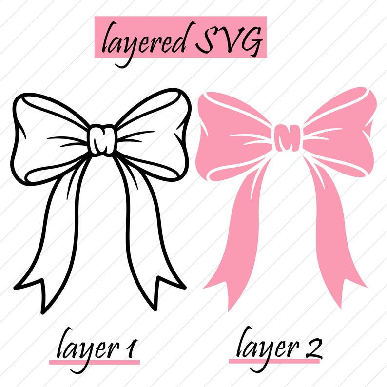 Hand-drawn Ribbon Bow SVG Bundle: Coquette Bow Clipart (digital ...